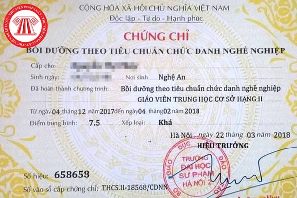 chứng chỉ bồi dưỡng Tiếng Anh là gì