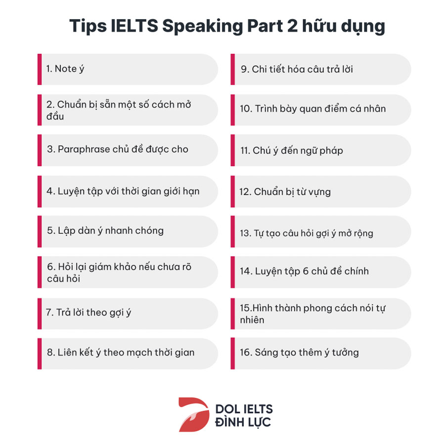 IELTS Speaking Part 2 Tips - Mẹo Trả Lời Speaking Part 2